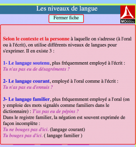 Les niveaux de langue (soutenu, courant, familier) – MOddou FLE